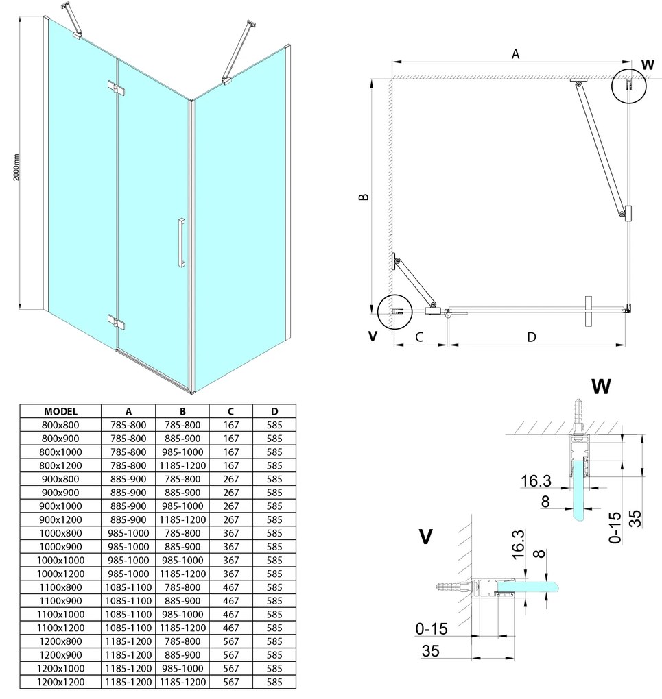 Gelco Trinity Gold Matt čtvercový sprchový kout 100 x 100 x 200 cm otevírací pravá zlatá sklo čiré GT5610-10CR-G