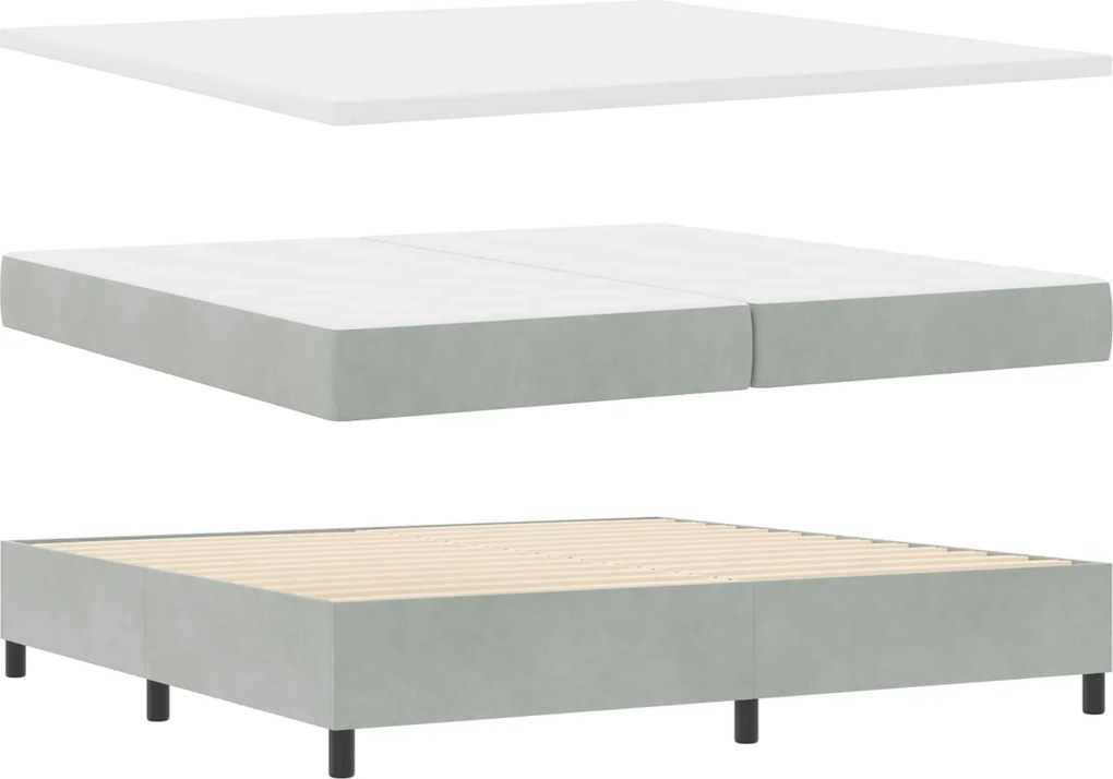 Postel s boxspringem s čelo Světle šedá 200 x 200 cm samet 3342080