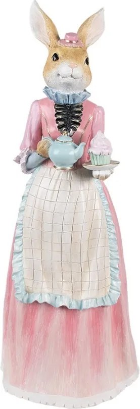 Dekorace socha králičí žena v šatech s konvičkou a muffinem - 22*20*58 cm