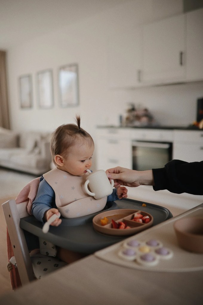 Mushie Silikonový talíř s přísavkou Ivory