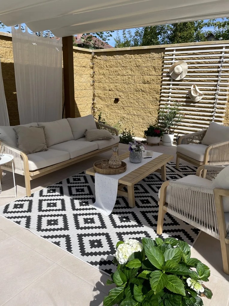 Hanse Home, Kusový koberec Twin-Wendeteppiche 103129 schwarz creme – na ven i na doma, 200x290, černobílá, chodba / předsíň