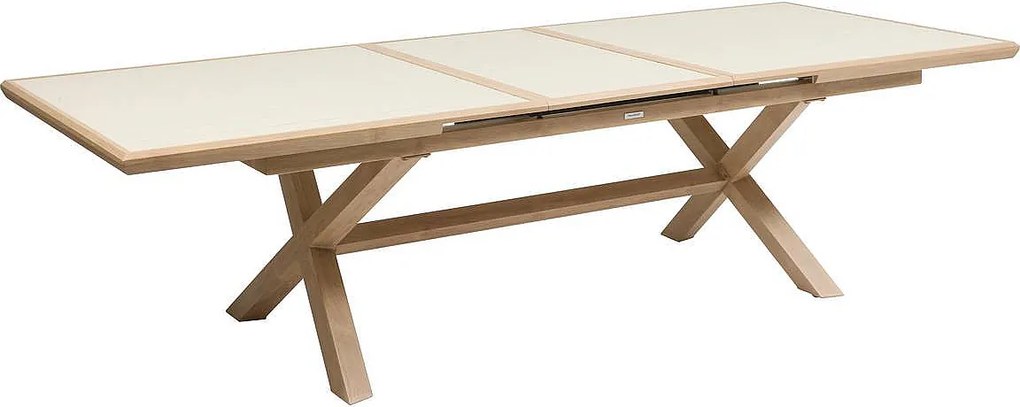 DEOKORK Hliníkový stůl BERGAMO 220/279 cm (efekt dřeva)