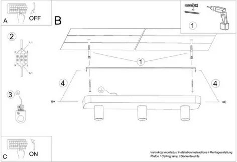 Stropní svítidlo SOLLUX TAVO 3 E27 3x15W bez žárovky SL.1158