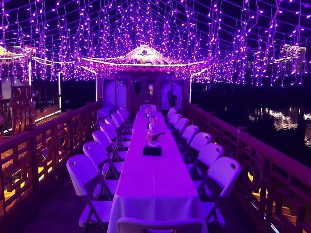 Venkovní LED vánoční závěs - fialová, 10m, 500 LED, 8 programů Barva kabelu: Průhledná