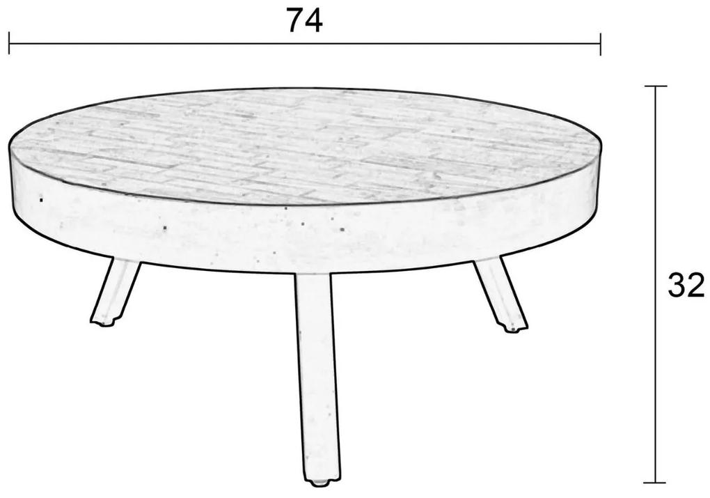 White Label Černý teakový konferenční stolek WLL Suri 74 cm