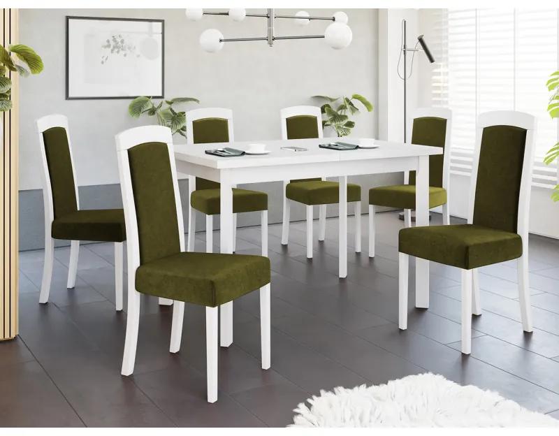 Rozkládací stůl se 6 židlemi - AL26, Barva dřeva: bílá-L, Potah: Kronos 22