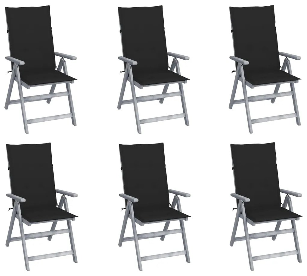 3065324 vidaXL Zahradní polohovací židle s poduškami 6 ks masivní akácie
