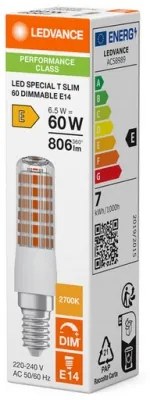 LED žárovka E14 LEDVANCE SPECIAL T SLIM 6,5W (60W) teplá bílá (2700K) stmívatelná