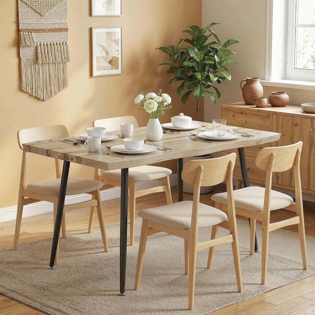 Jídelní stůl HOMCOM pro 4 osoby, 110 × 70 × 75 cm, moderní severský design, ocelový rám, deska s dubovým dekorem