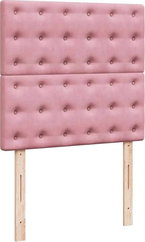 Box spring postel s matrací růžová 90x200 cm samet 3292255