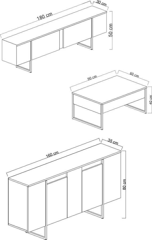 Sada nábytku do obývacího pokoje Luxe - výběr z 6 provedení
