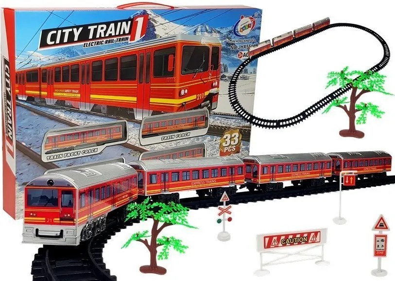 LEAN Toys Vlak, železniční dráha na baterie, 33 dílů