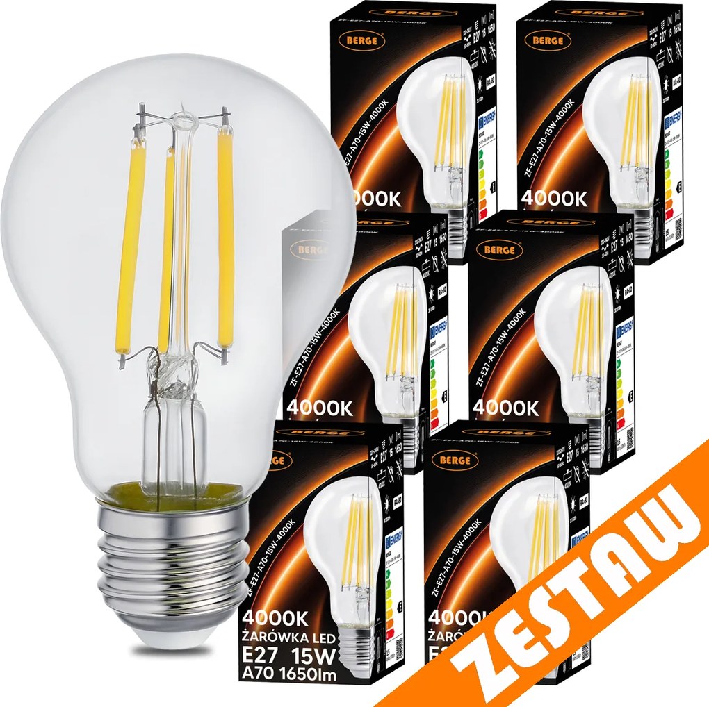 SADA 6x LED žárovka E27 15W 1650lm 4000K - neutrální bílá