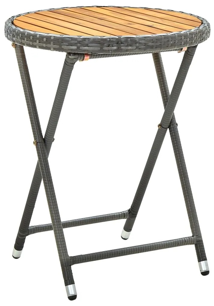 Čajový stolek šedý 60 cm polyratan a masivní akácie 316510