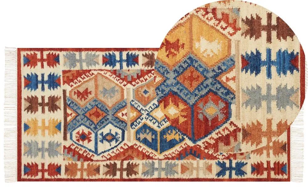 Vlněný kelimový koberec 80 x 150 cm vícebarevný VANASHEN Beliani