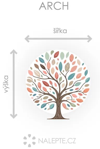 Pastelový strom textilní přelepitelná samolepka na zeď arch 93 x 100 cm