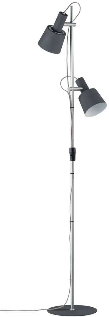 Paulmann 79690 Haldar, stojací lampa 2xE14, šedá/matný chrom, výška 152cm