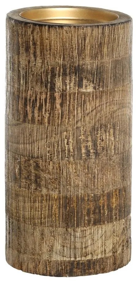 Dřevěný sloupovitý svícen na širokou svíčku Mango Wood XL - Ø 10*20 cm