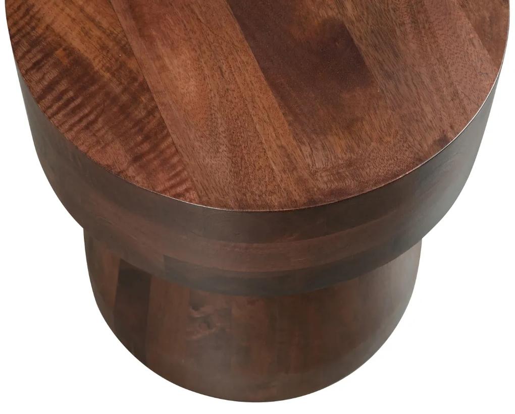 Hoorns Hnědý mangový odkládací stolek Walden 34 cm