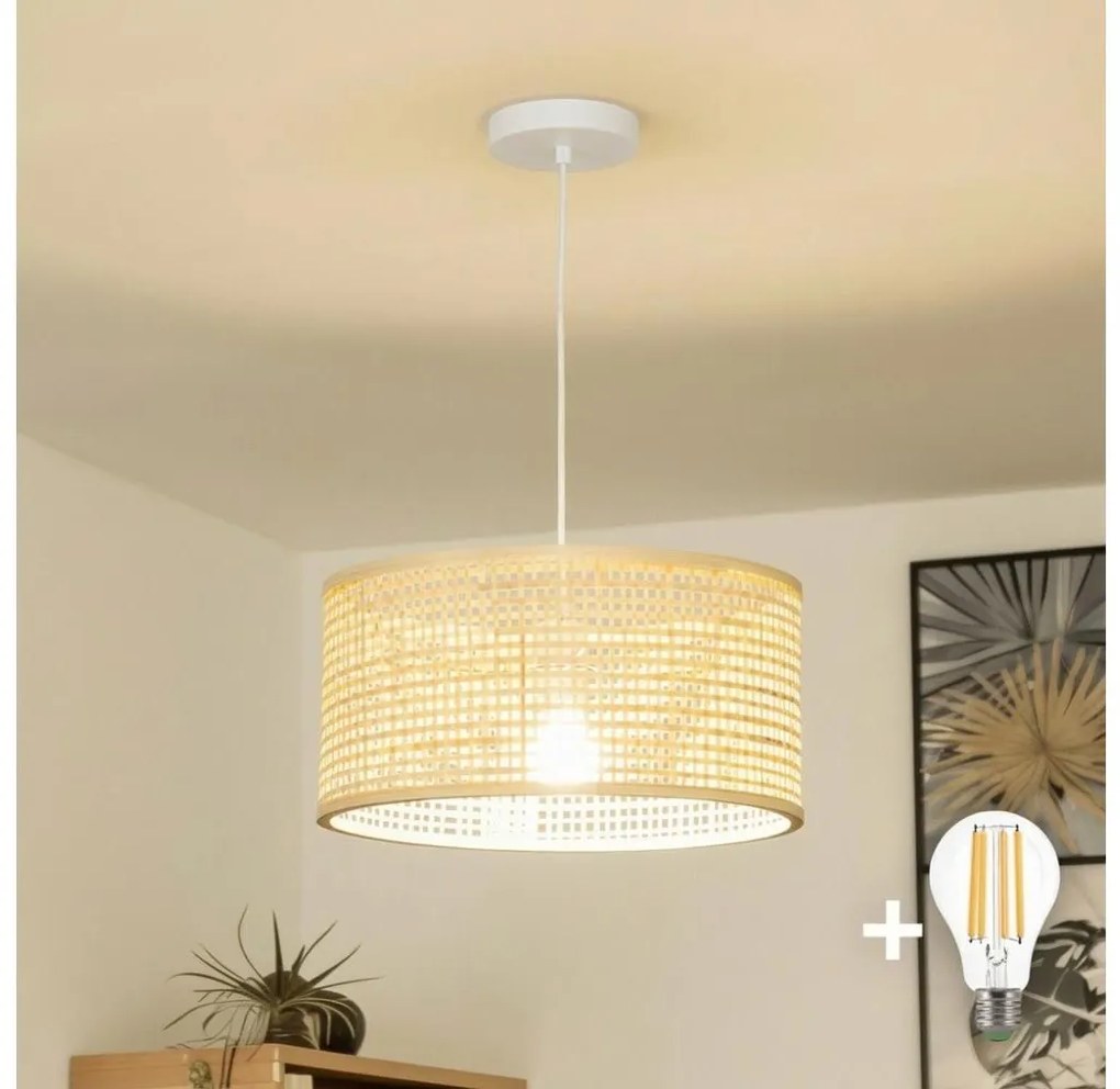 Brilagi - LED Lustr na lanku CERIA BOHO 1xE27/40W/230V pr. 25 cm bambus