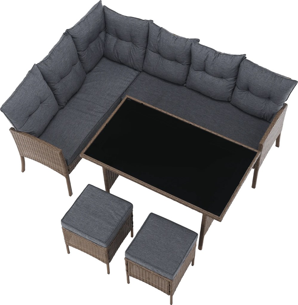 Zahradní ratanový set, přírodní/světle šedá, RANDI