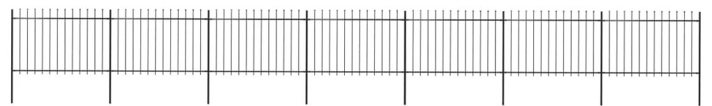 Zahradní plot s kopím nahoře ocelový 1248 x 120 cm černý
