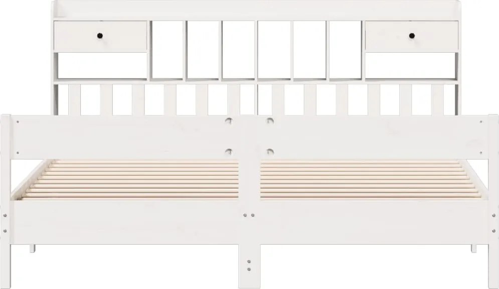 Postel s knihovnou bez matrace bílá 180x200 cm masivní borovice 3323018