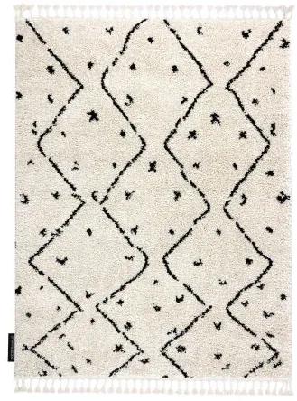 koberec TETUAN B751, krémový střapce, vzor cik cak, Maroko, Shaggy velikost 120x170 cm | krásné koberce cz