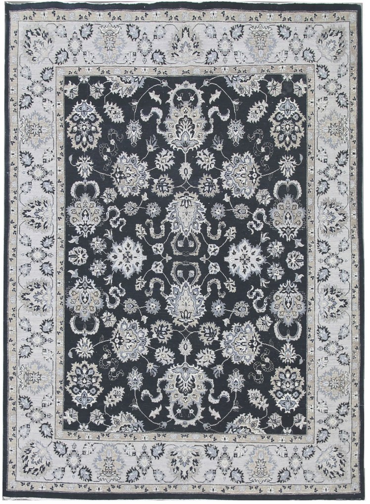 Diamond Carpets India, Ručně vázaný kusový koberec Diamond DC-98 JN Black/ivory, 365x550, černobílá, chodba / předsíň