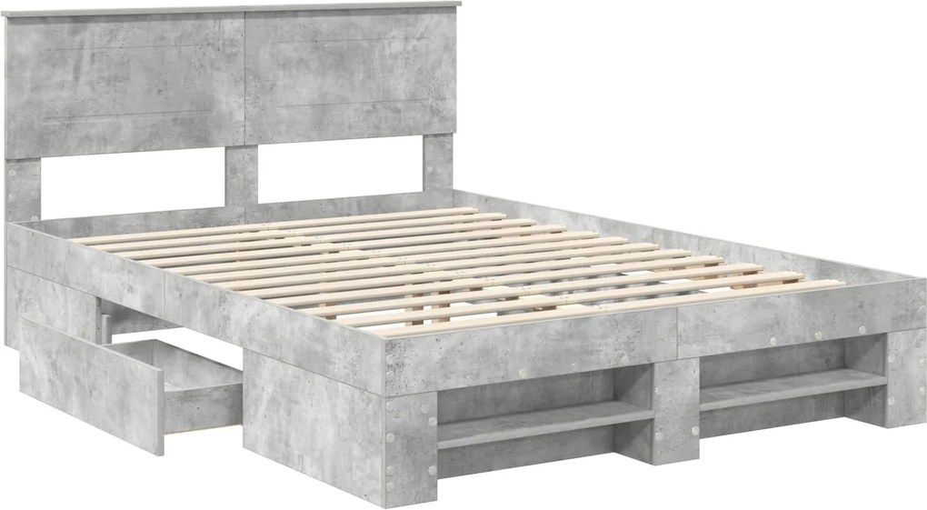 Rám postele s čelo Betonově šedá 160 x 200 cm Kompozitní dřevo 3408742