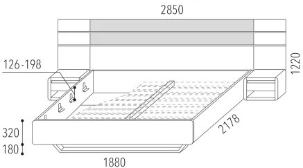 Postel Florencia, čelo oblé čalouněné 180 Domestav F123 Materiál: Buk cink, Povrchová úprava: Barevné lakování
