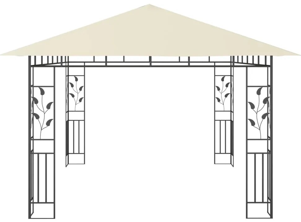 vidaXL Marketos Altán s moskytiérou a světelnými LED řetězy 4x3x2,73 m krémový