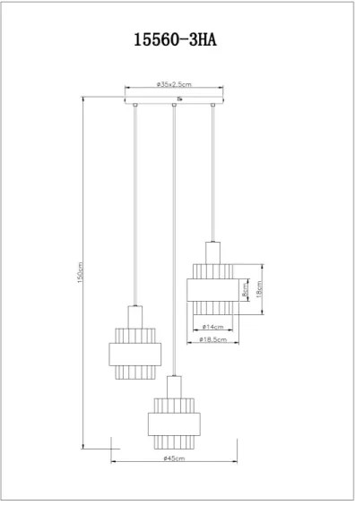 Globo 15560-3HA - Lustr na lanku MILLEY 3xE27/60W/230V