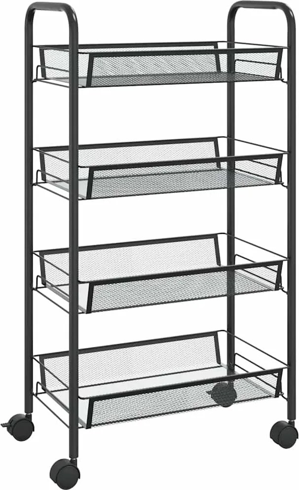 Kuchyňský vozík se 4 patry černý 46 x 26 x 85 cm železo 336325