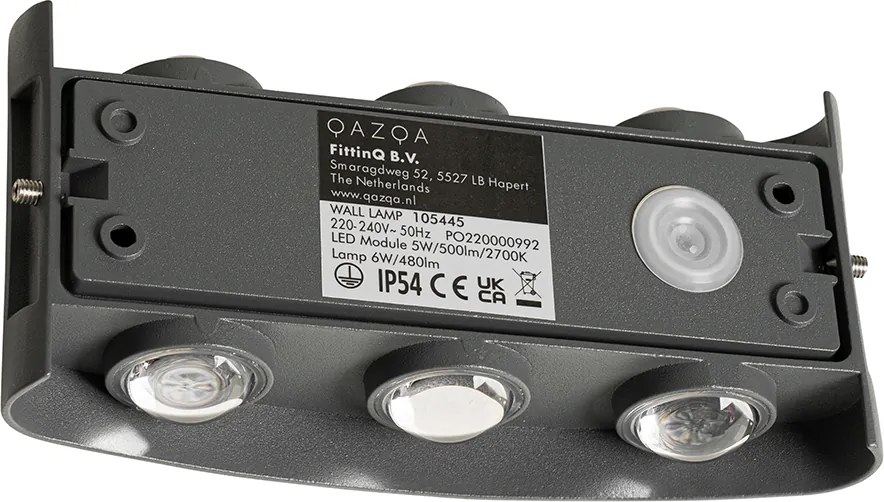 Venkovní nástěnná lampa tmavě šedá vč. LED 6-světelná IP54 - Silly
