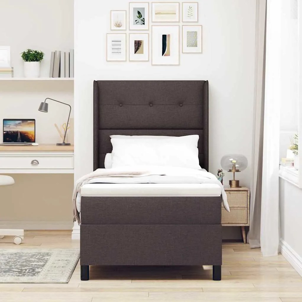 Postel s boxspringem s polštářem Tmavě hnědá 200 x 80 cm textil 3341612