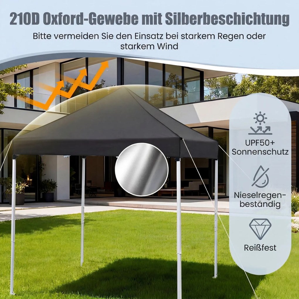 Costway Pop Up Pavilion Skládací zahradní altánek s odnímatelnými – černý