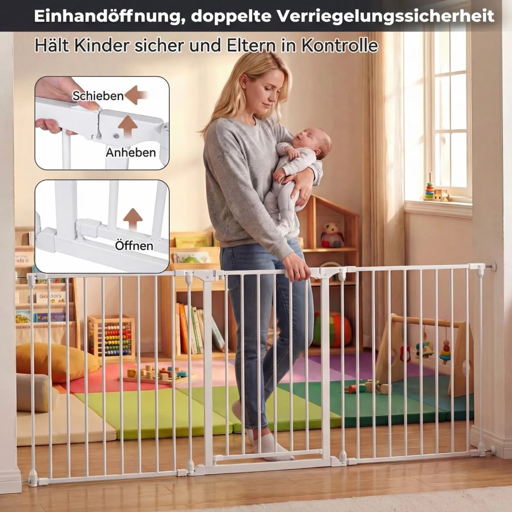 Costway 3 TLG. Baby gate with double locking a two-sided swivel mechanism safety