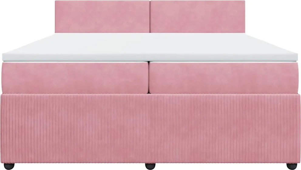 Box spring postel s matrací růžová 200x200 cm samet 3287829