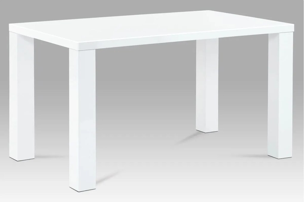 Jídelní stůl 135x80x76 cm, vysoký lesk bílý AT-3007 WT AKCE