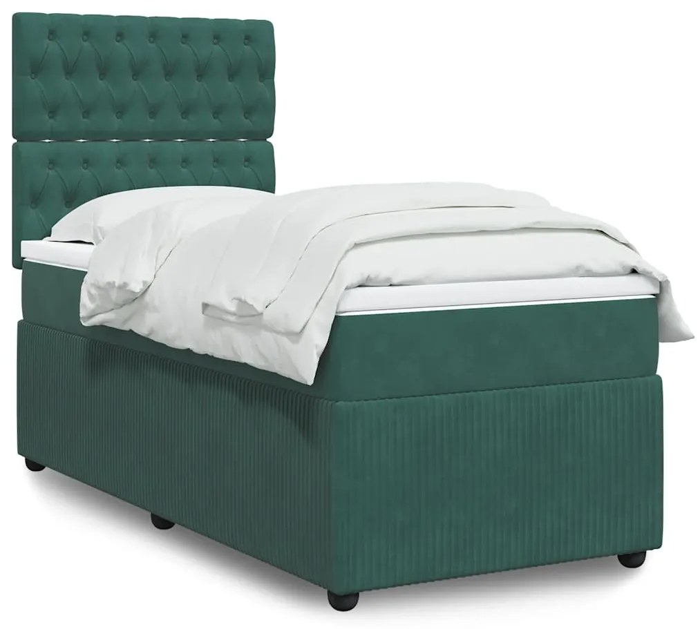 Box spring postel s matrací tmavě zelená 100x200 cm samet 3294571