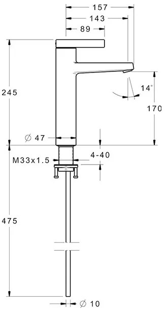 Hansa Umyvadlová stojánková páková baterie HANSALOFT zvýšená bez výpusti 57562103