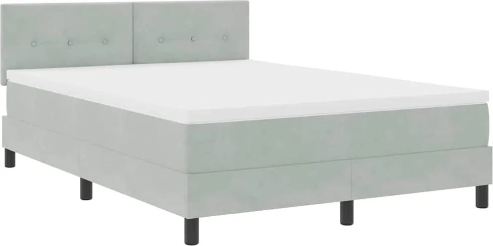 Postel s boxspringem s čelo Světle šedá 140 x 190 cm samet 3339170