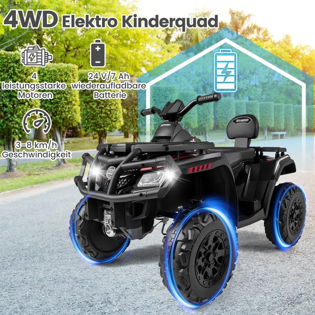Costway Dětská čtyřkolka 24 V 2-sedadlo 4-kolové čtyřkolkové elektrické – černý