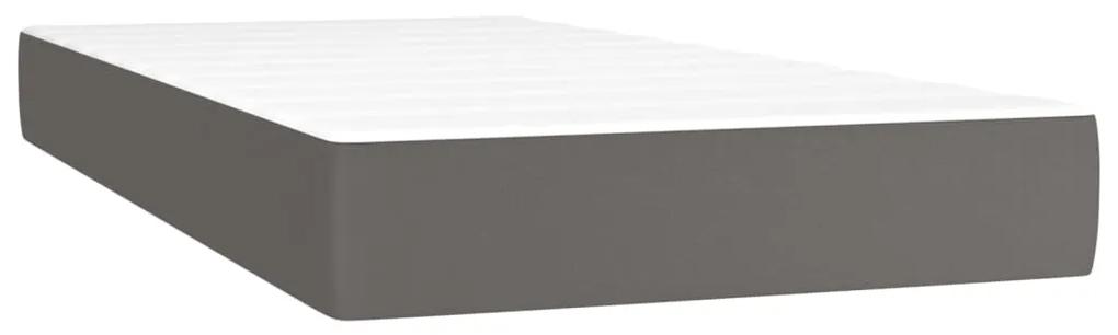Box spring postel s matrací šedá 200x200 cm umělá kůže