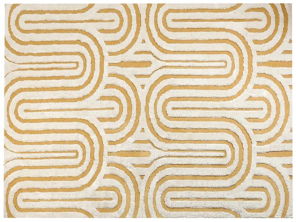Bavlněný koberec 300 x 400 cm krémově bílý/žlutý PERAI Beliani