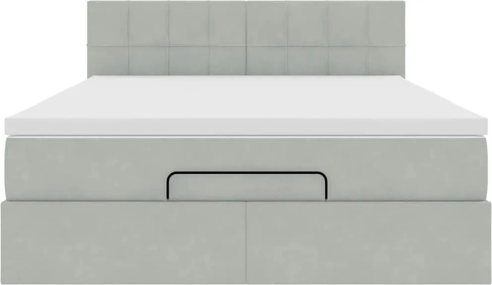 Osmanský rám postele s matrací světle šedá 140x190cm samet 3312620