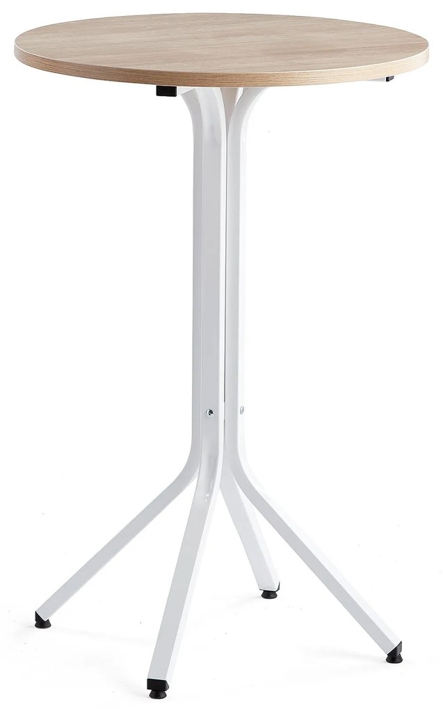 AJ Produkty Stůl VARIOUS, Ø700 mm, výška 1050 mm, bílá, dub