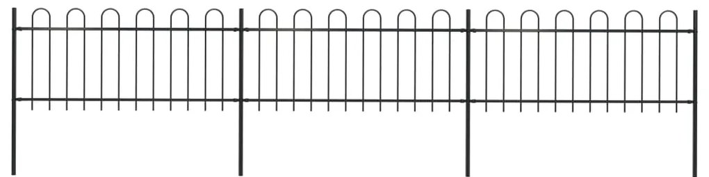 Zahradní plot s obloukem nahoře ocelový 537 x 80 cm černý