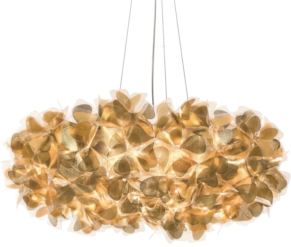 Slamp Clizia Mama Non Mama Gold 130, designové svítidlo s čirým kabelem, 15x12W E27, prům. 130cm